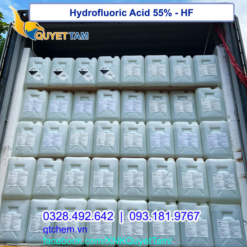 HF Hydrofluoric Acid 55%, 25kg/can, Trung Quốc