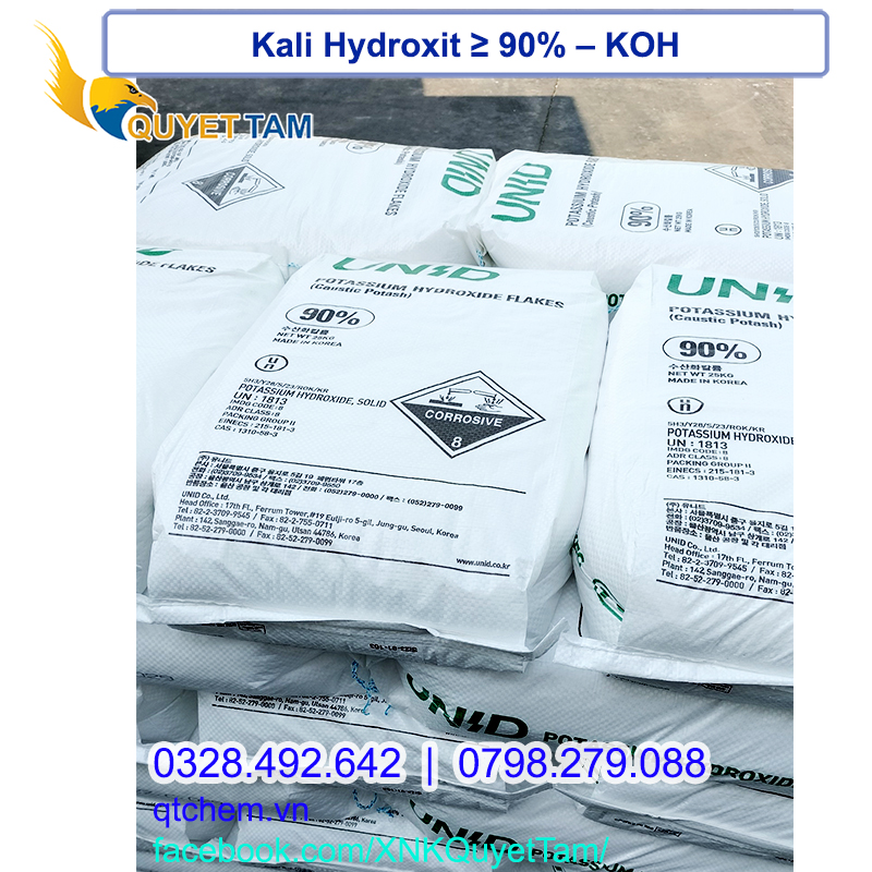 Kali Hydroxit 90% – KOH Potassium hydroxide (25kg/bao Trung Quốc, Hàn Quốc)