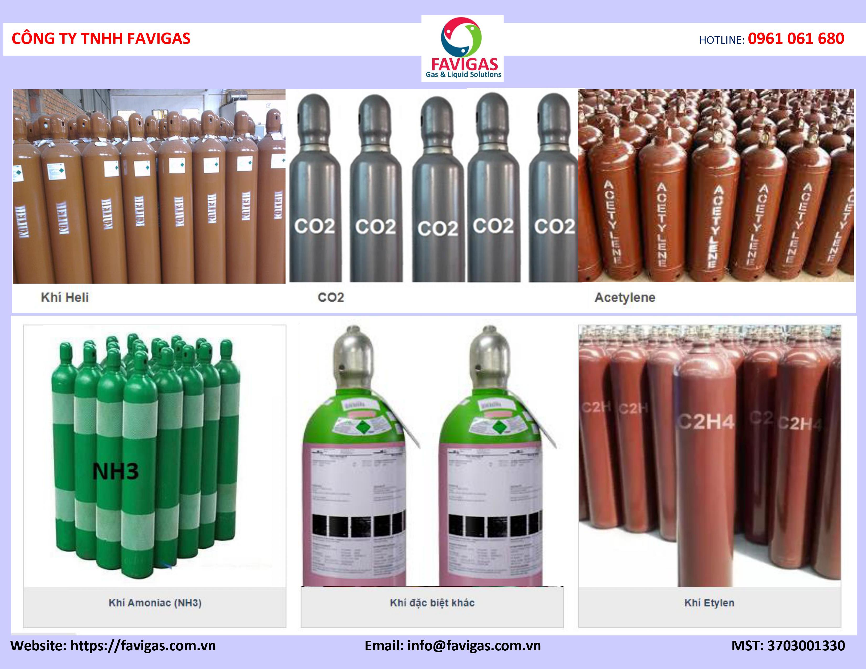 Oxy, Nitơ, CO2, Argon, Acetylen, Heli, Ethylene, Hydro, Khí hiệu chuẩn, Khí hỗn hợp, Nitơ & CO2 ...